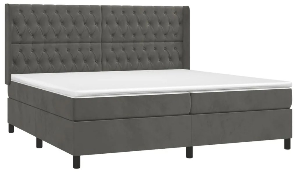 Box spring postel s matrací tmavě šedá 200x200 cm samet,  3132880