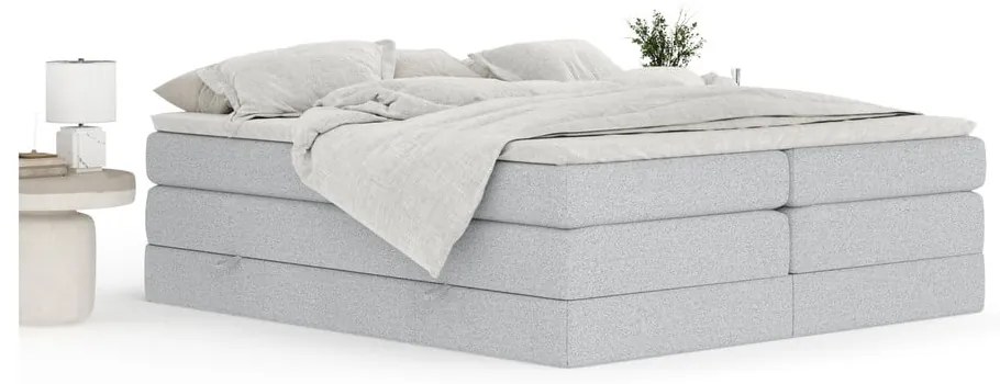 Světle šedá boxspring postel s úložným prostorem/bez čela 180x200 cm Juniper – Maison de Rêve