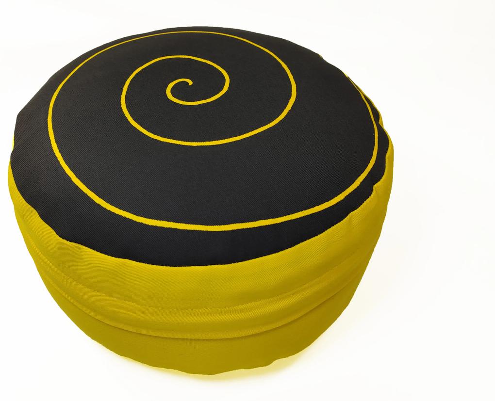 S radostí - vlastní výroba Meditační podsedák se spirálou - žlutý Velikost: ∅30 x v12 cm