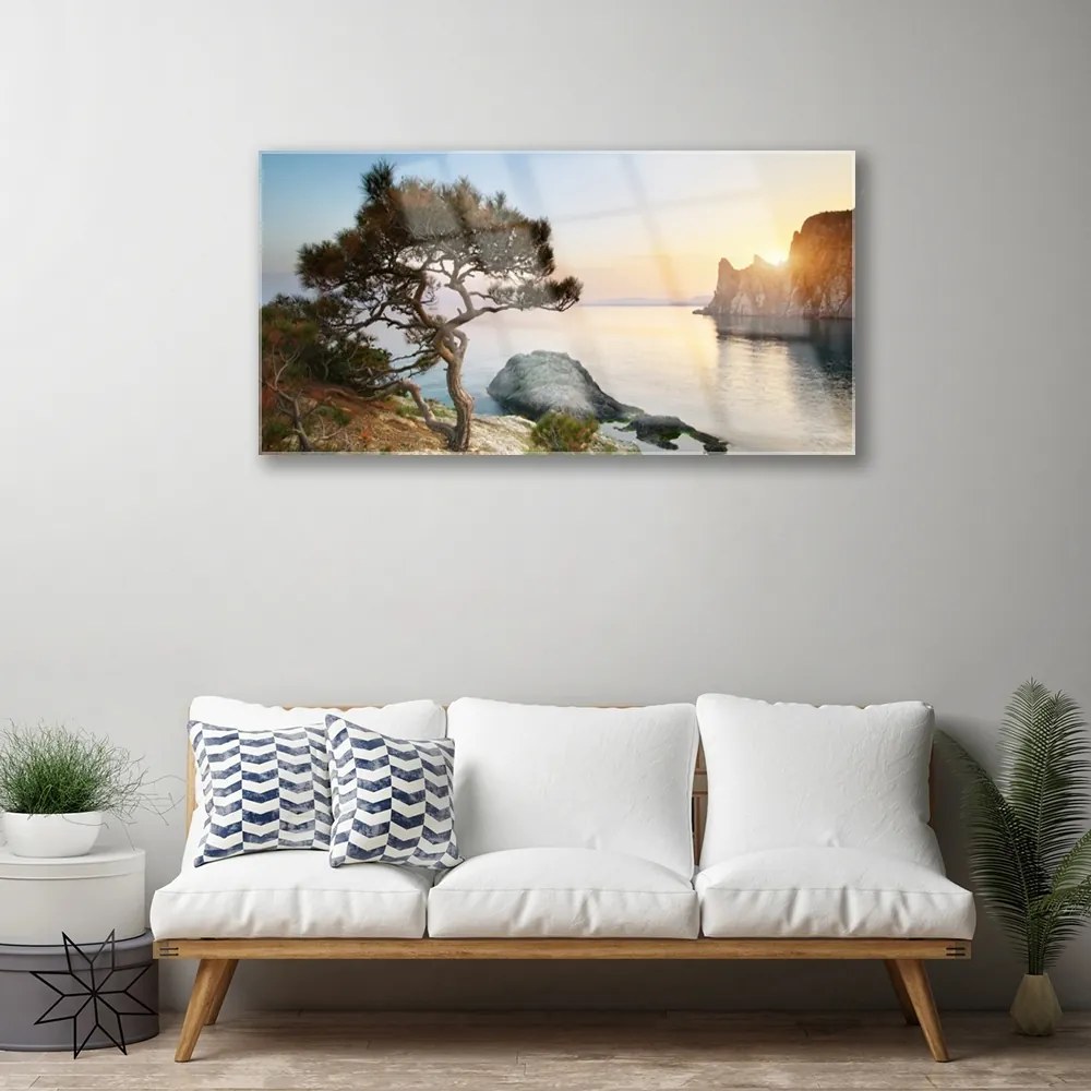 akrylový obraz Jezero Strom Krajina 100x50 cm