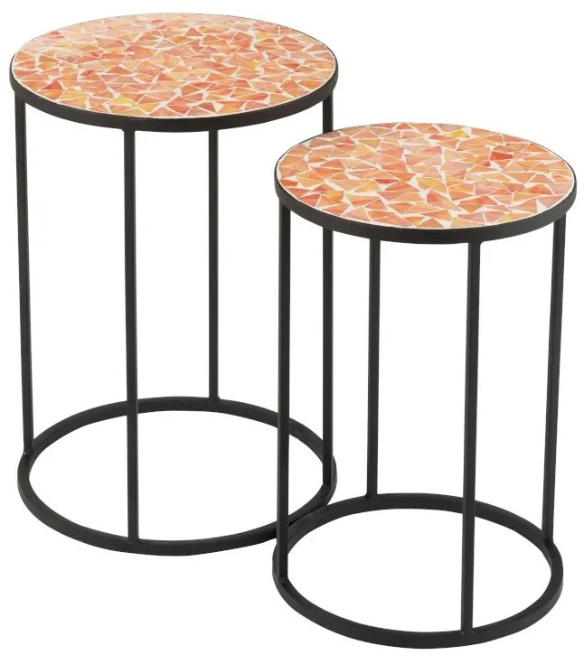 2ks kovový černý stolek s mozaikou Shard orange - ∅ 35,5*49 cm