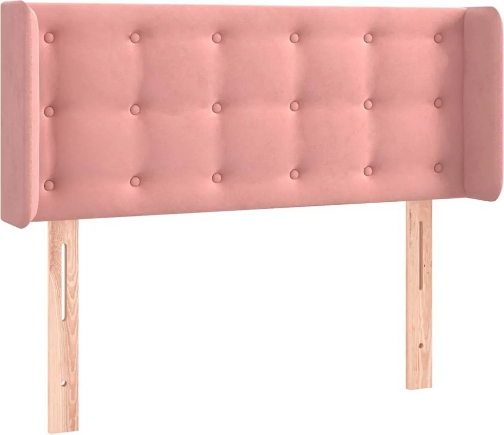 Čelo postele s LED růžové 83 x 16 x 78/88 cm samet 3123705