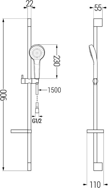 Mexen sprchový set DS05, černá, 785054583-70