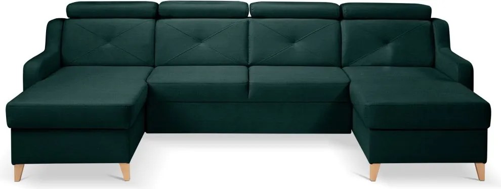 Rozkládací rohová sedačka MAMBO U 286x165cm – rozklad a úložný prostor zelená - Trinity 28