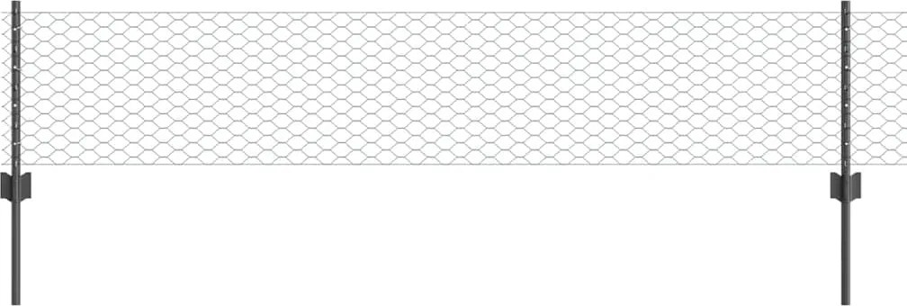 Hexagonální plot s podpěrou 10 x 0,4 m Ocel potažená PVC Šedá 3336807