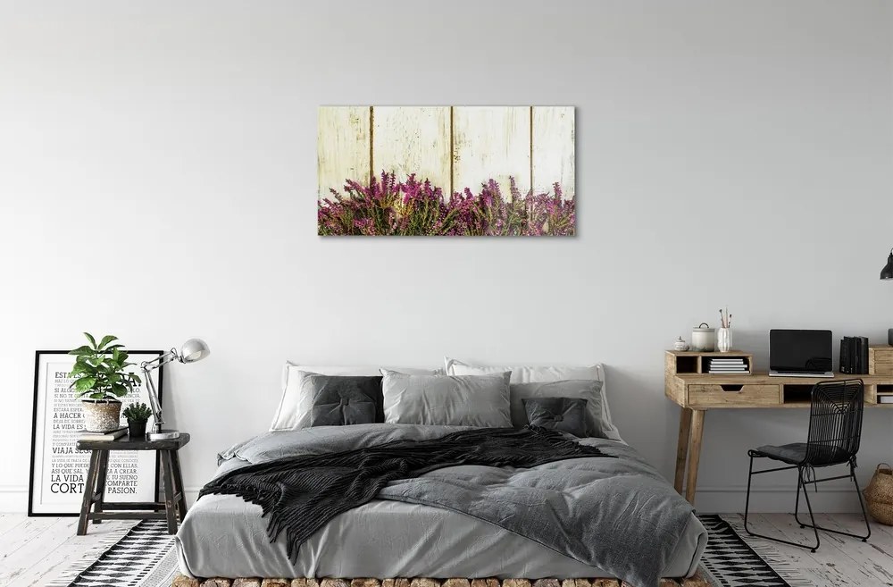 Obraz na skle Fialové květy desky 120x60 cm