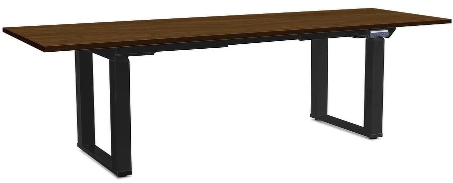 Výškově nastavitelný stůl OfficeTech Strong 240 x 80 cm, černá podnož, ořech