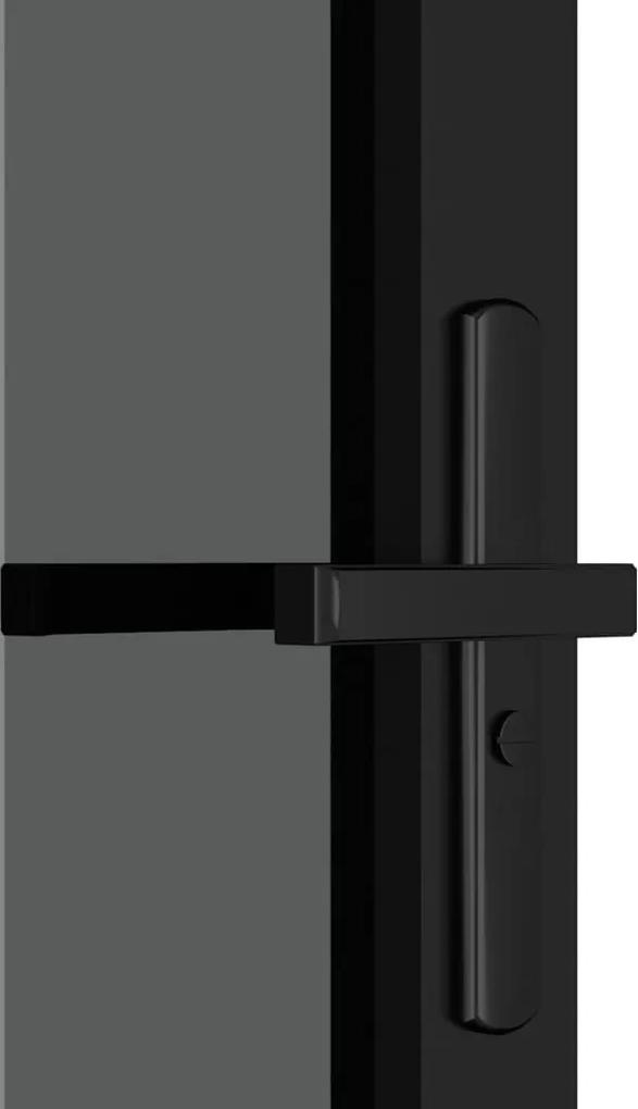 vidaXL Interiérové dveře 102,5 x 201,5 cm černé matné sklo a hliník [350563] Barva: Černá a mléčná