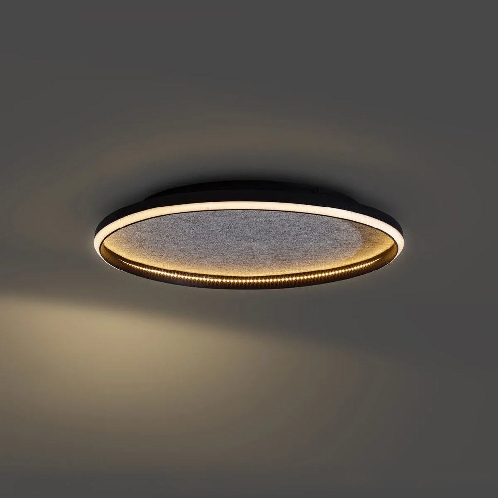 Designové stropní svítidlo černé s plstí vč. LED s 3-stupňovým stmíváním - Xavi Felt