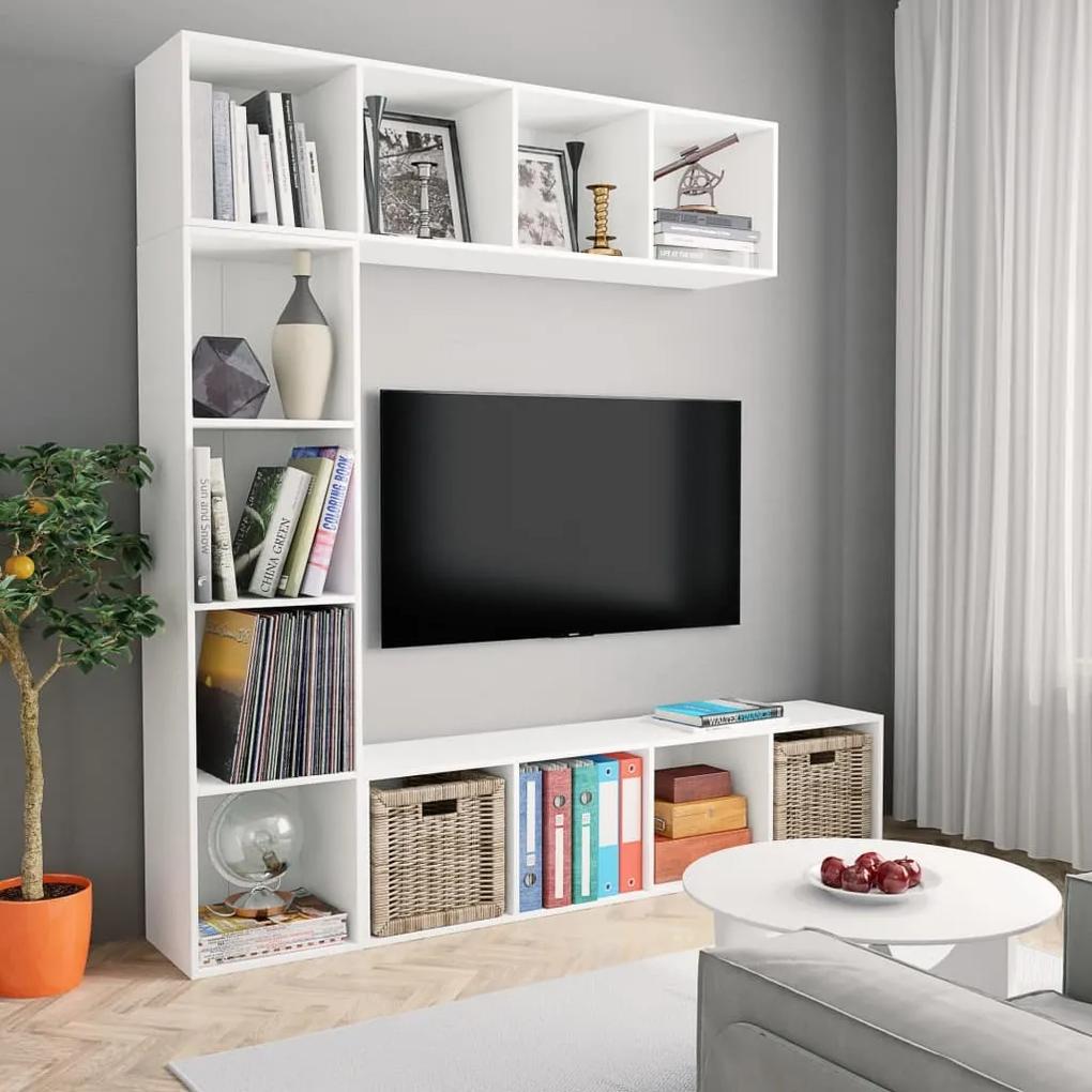 vidaXL 3dílná TV skříňka a knihovna 180 x 30 x 180 cm [3152714] Barva: Černá