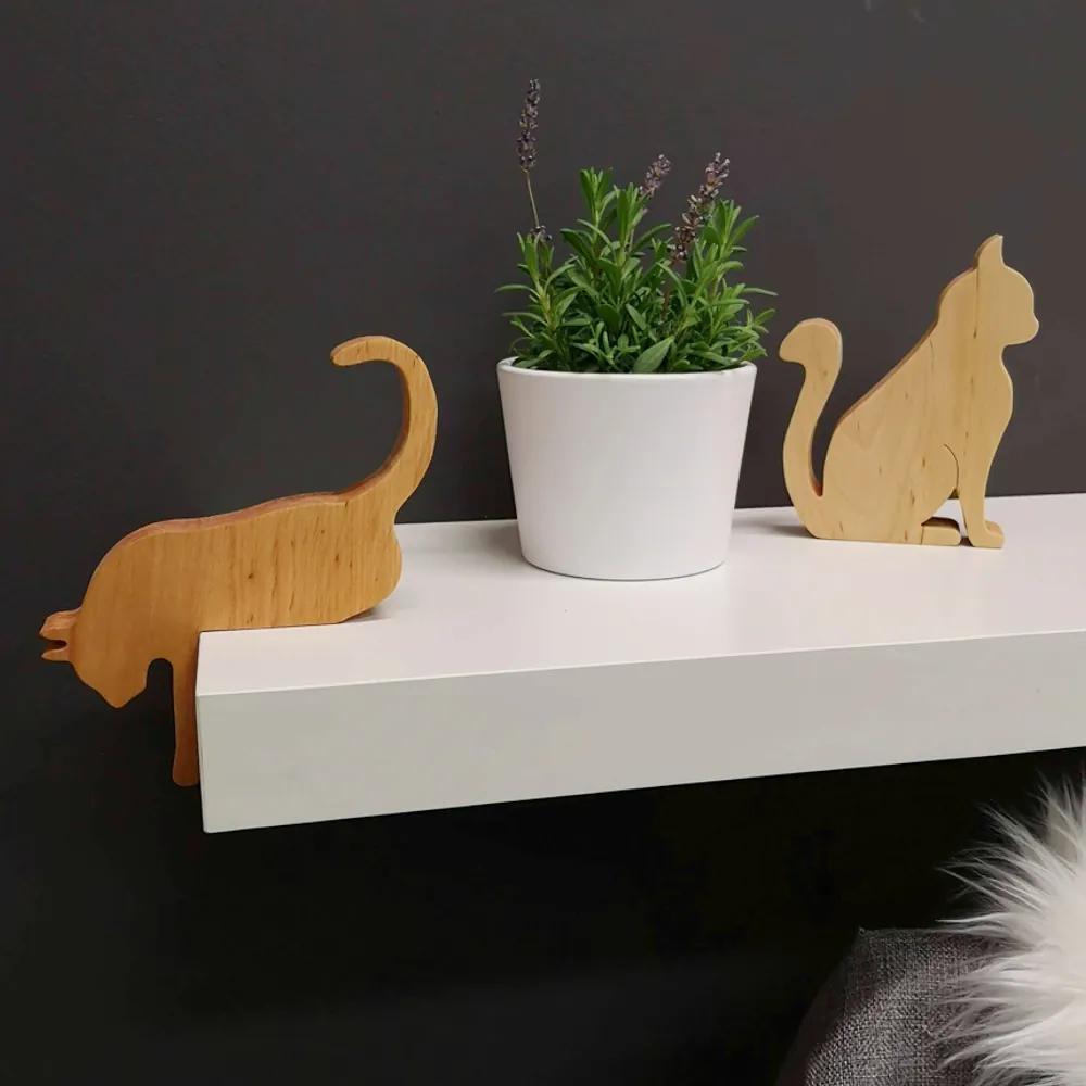 AMADEA Dřevěná dekorace kočka sedící, masivní dřevo, 15x12,5x2,5