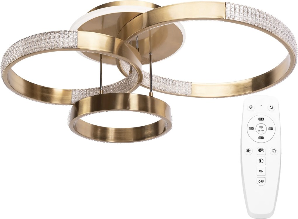 Toolight Toolight, LED stropní svítidlo 68x40cm, 42W, 4000K, 3000lm + dálkové ovládání, G004-C, zlatá matná, OSW-09745