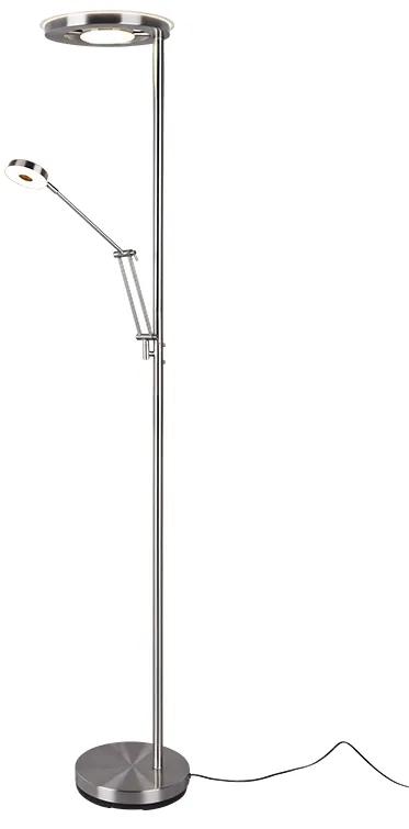 TRIO 424210307 BARRIE stojací lampa dotyková LED D300mm 32W/4000lm, 6W/600lm 2700-3350-4000K matný nikl, stmívatelné Stojanové lampy