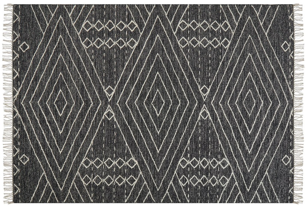 Bavlněný koberec 140 x 200 cm černý/bílý KHENIFRA Beliani