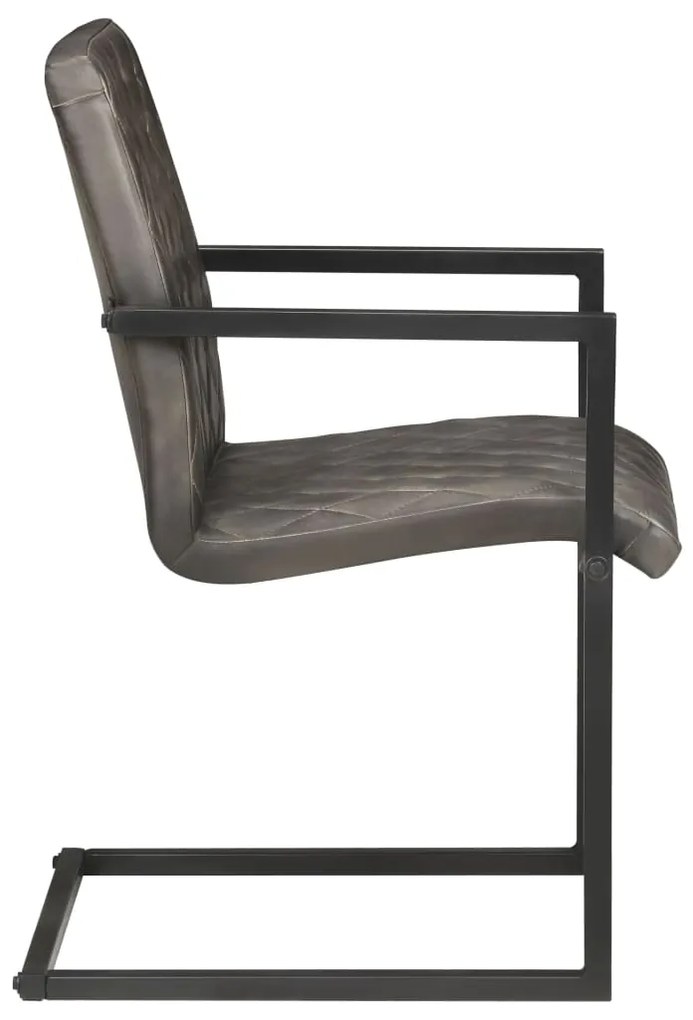 Konzolové jídelní židle 4 ks šedé pravá kůže - Default Title