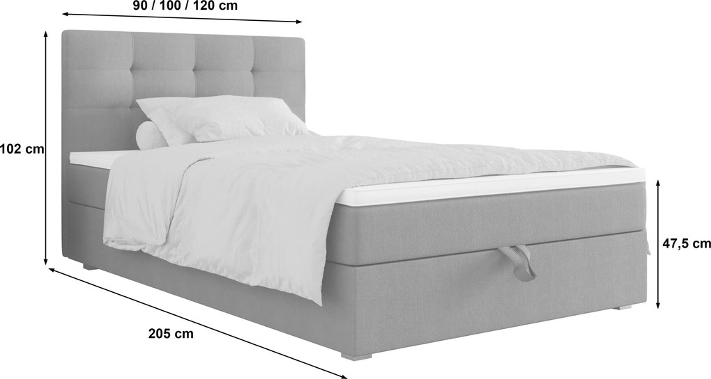 Jednolůžková postel 120x200 STIG 8 s úložným prostorem - šedá