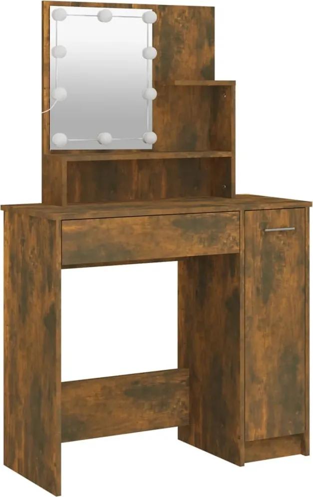 vidaXL Toaletní stolek sada s LED kompozitní dřevo [3114120] Barva: šedá sonoma