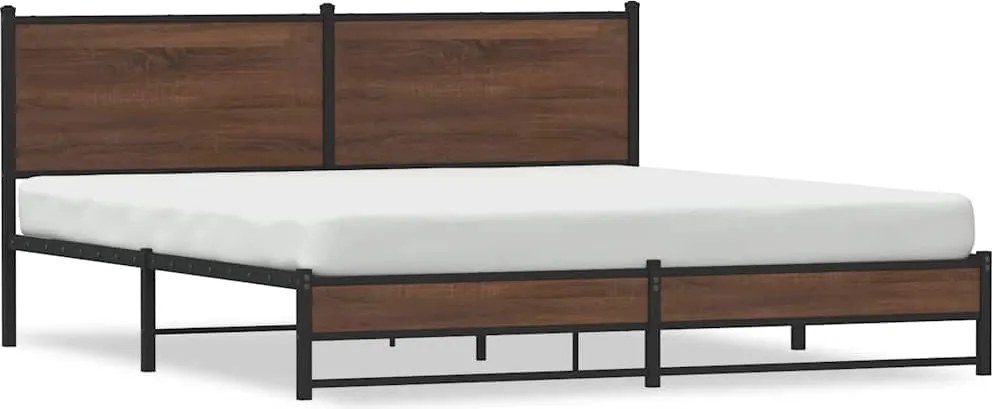Kovový rám postele bez matrace hnědý dub 180 x 200 cm 3301409