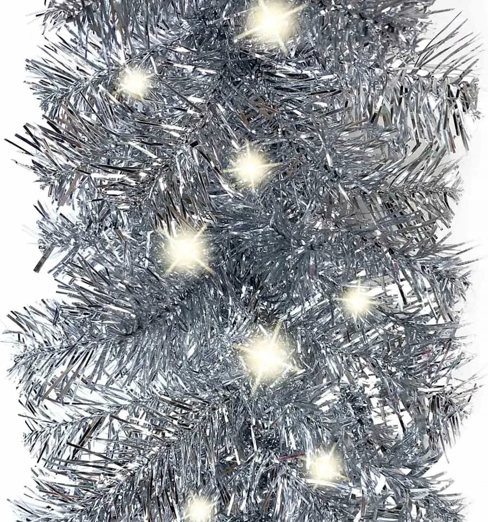 Vánoční girlanda s LED světýlky 20 m stříbrná 329206