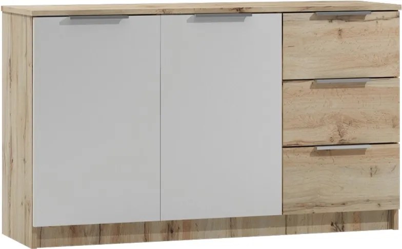 STO Komoda VIENNA, 138 cm Dub Votan/Bílá