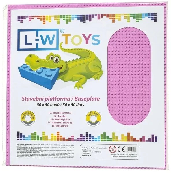 L-W Toys Velká podložka na stavění 50x50 bodů růžová
