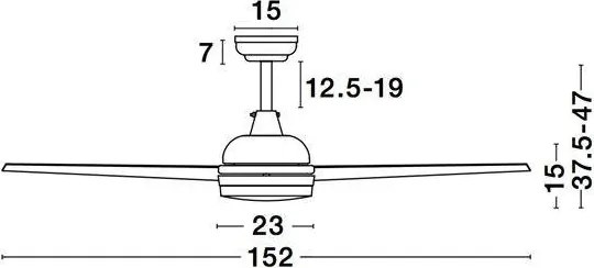 NV 9953198 Stropní ventilátor se světlem FLOW matná bílá ocel a sklo bílá 5ti rychlostní dálkové ovládání 37W LED 3000K - NOVA LUCE