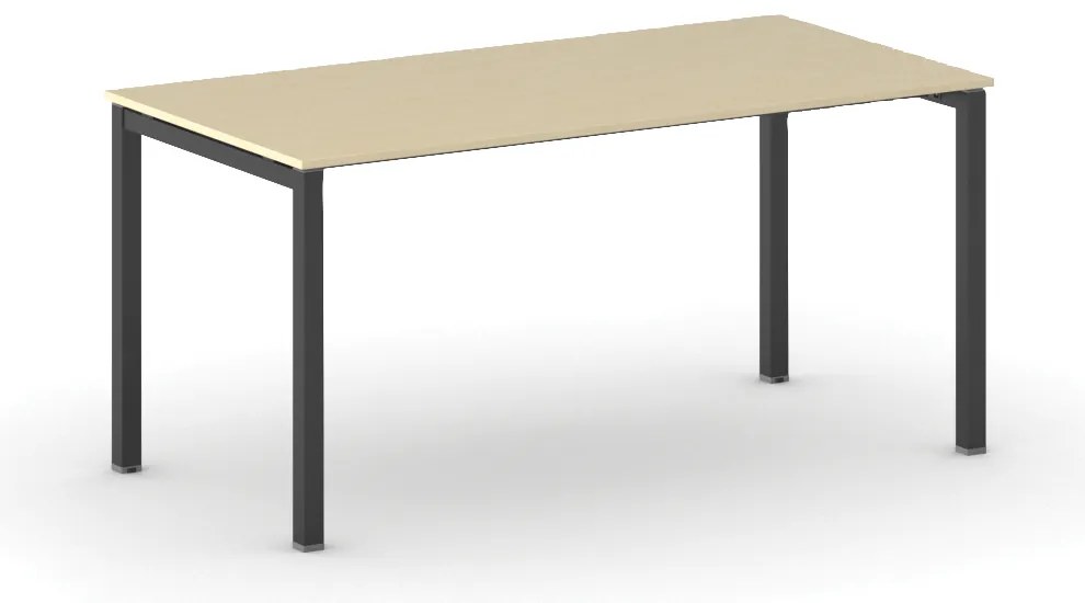 Jednací kancelářský stůl PRIMO SQUARE, 160x80 cm, černá podnož, bříza