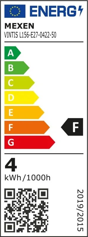 Mexen Vintis, LED filamentová žárovka E27, G45, 4 W, teplá bílá 2200K, jantarová, L156-E27-0422-50