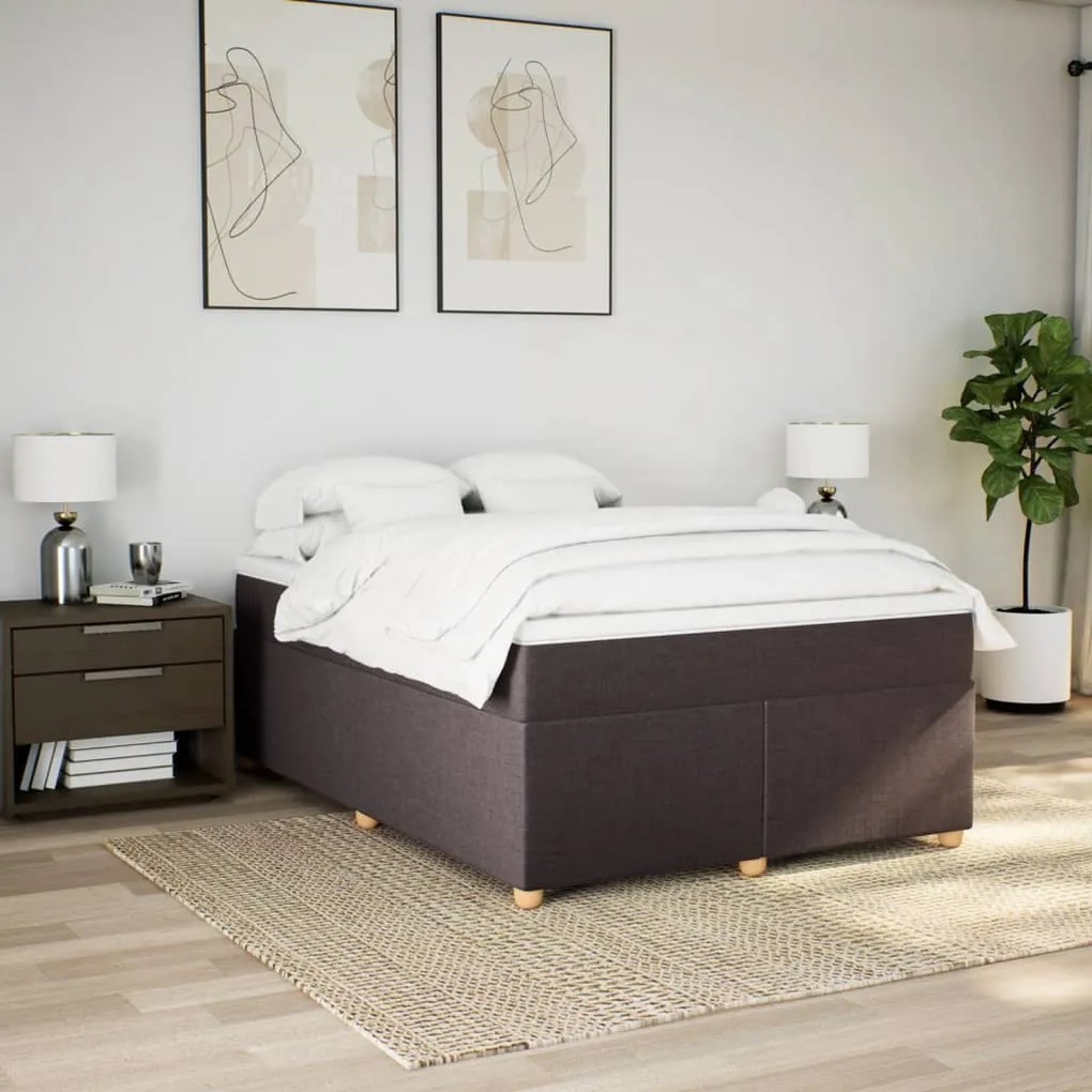 Box spring postel s matrací tmavě hnědá 140x200 cm textil 3285383