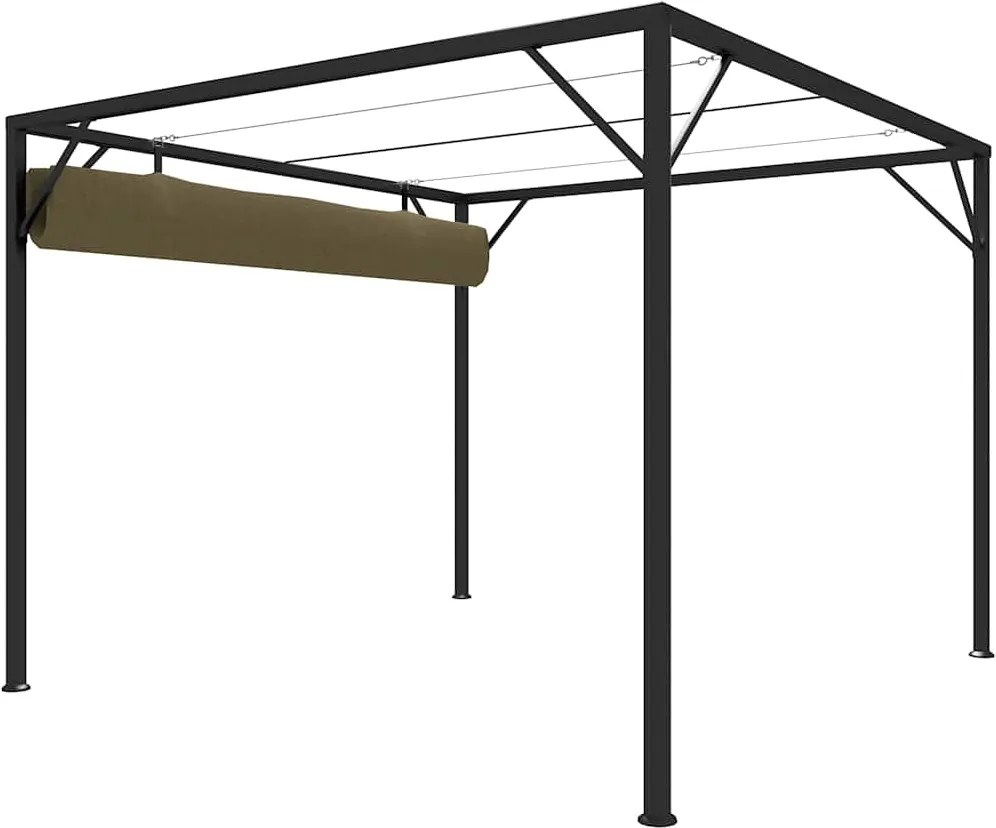 Zahradní altán se zatahovací střechou 3 x 3 m taupe 180 g/m² 312220