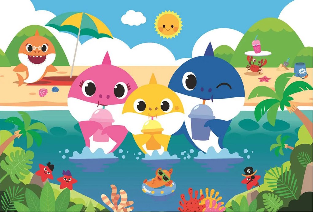 TREFL PUZZLE Baby Shark s rodinou na dovolené 33x22cm skládačka 60 dílků tr17370