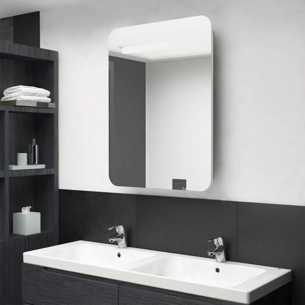 Petromila LED koupelnová skříňka se zrcadlem bílá a dub 60 x 11 x 80 cm