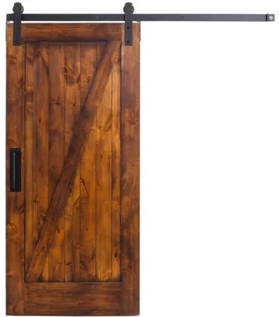 Barn door posuvné smrkové dveře velké Z v rámu 60cm, 203cm, hladký, surové dřevo bez barvy a laku