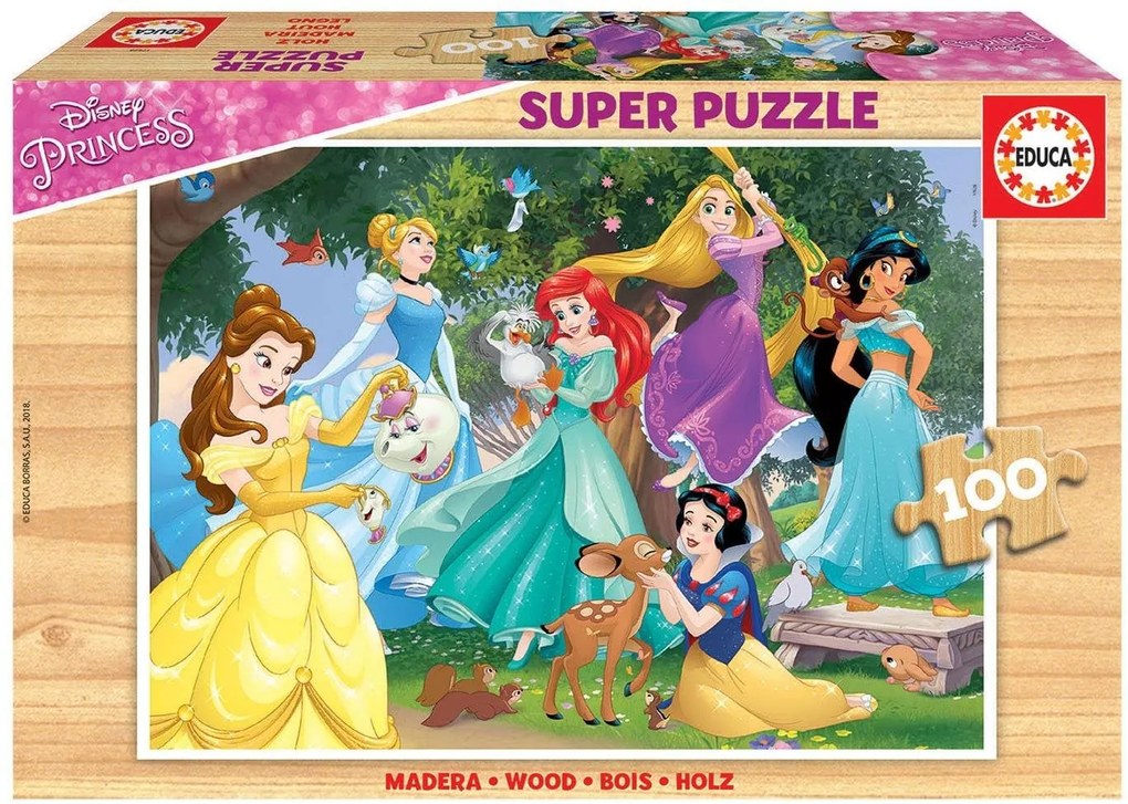 Puzzle educa dřevěné puzzle disney princezny 100 dílků
