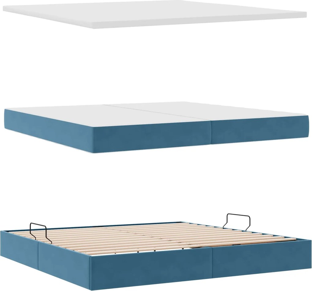 Postel s úložným prostorem Tmavě modrá 200 x 200 cm samet 3370783