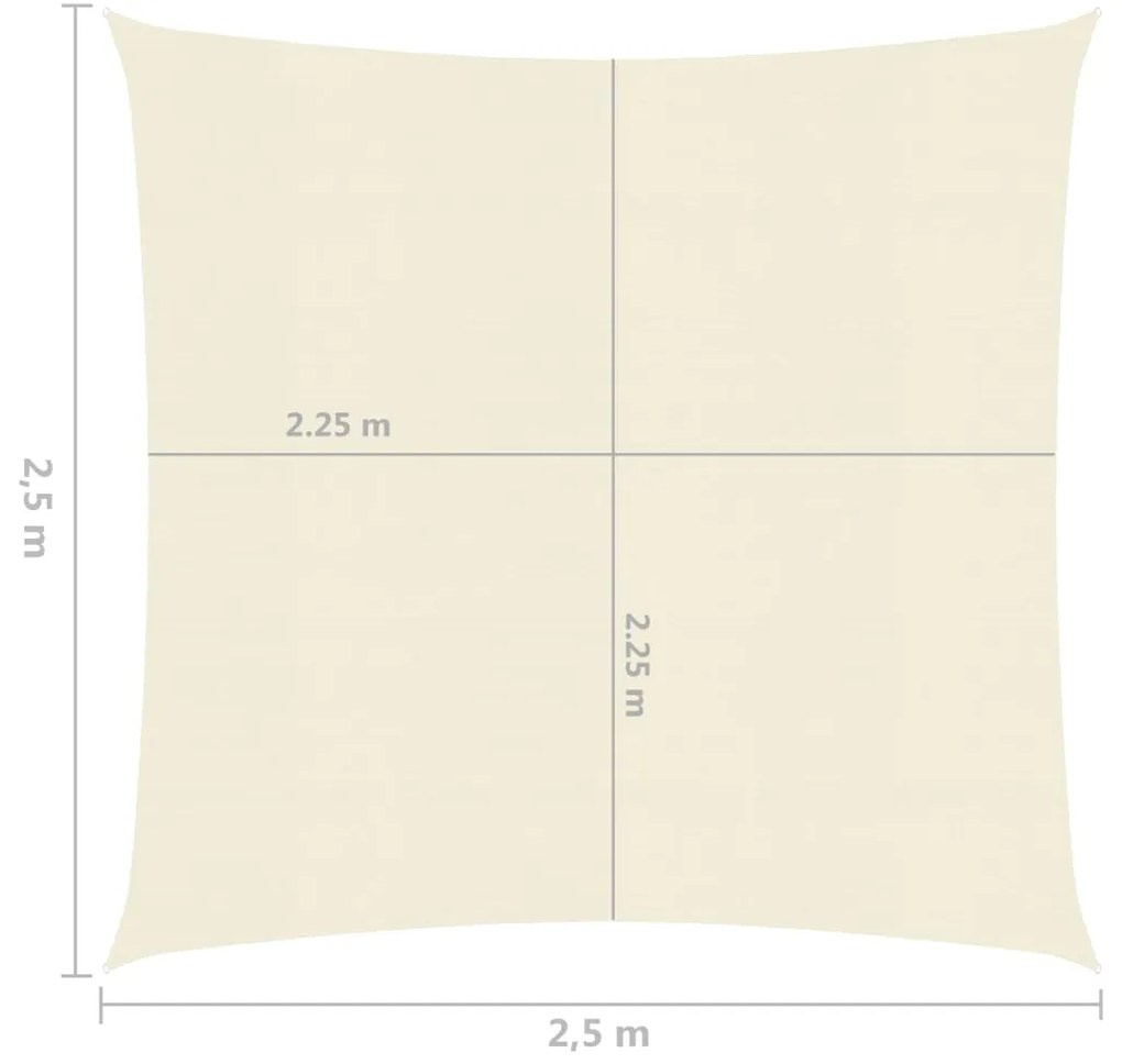 vidaXL Plachta proti slunci 160 g/m² krémová 2,5 x 2,5 m HDPE