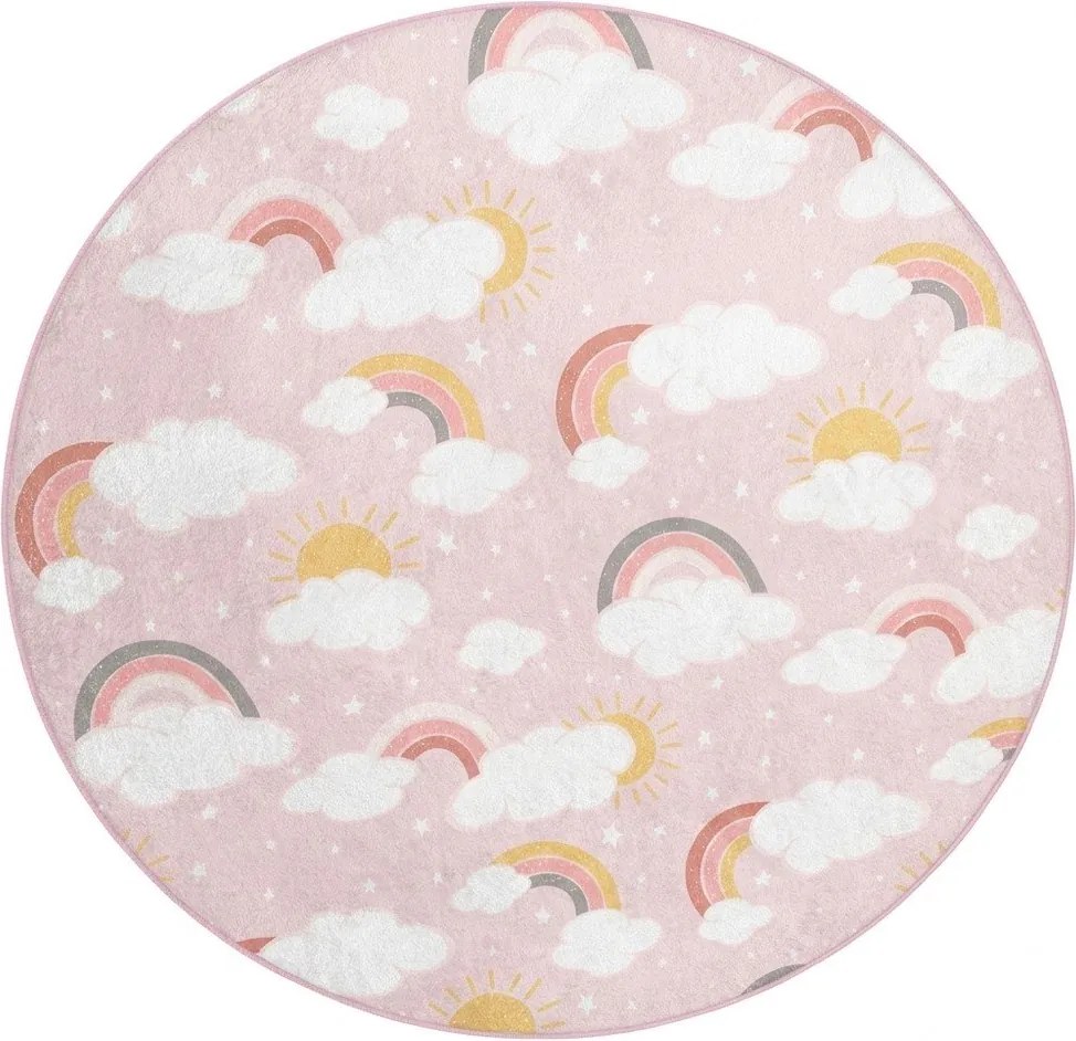 Růžový pratelný dětský koberec ø150 cm Rainbow World – Mila Home Biano.cz