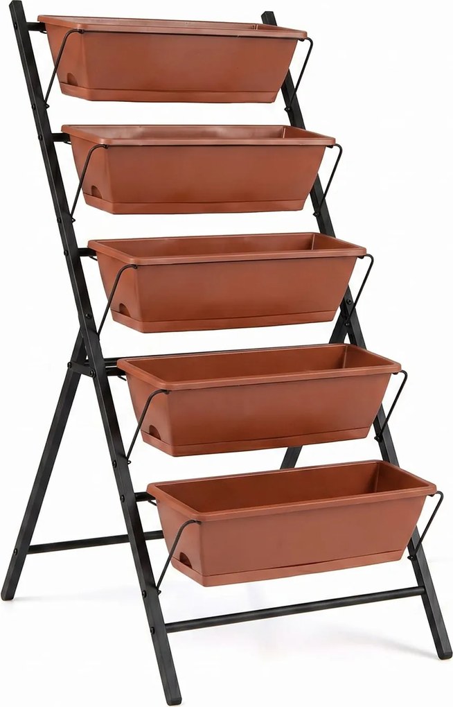 Costway 5-Tier Vertikální vyvýšený záhon rostlinný záhon s 5 vyjímatelnými