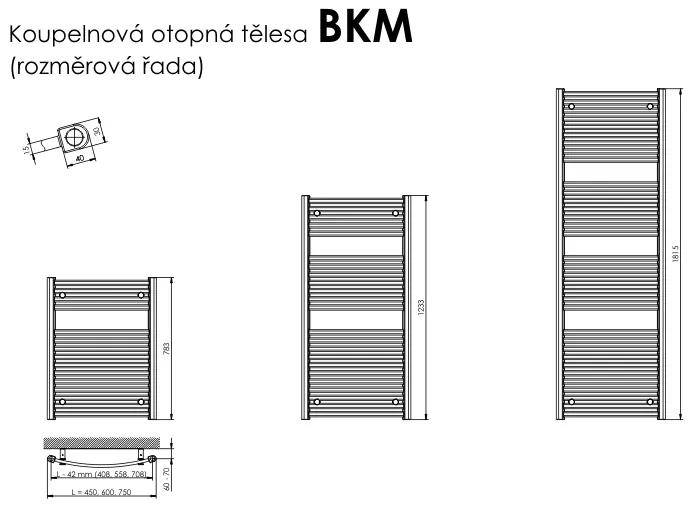 ELVL Bitherm koupelnové otopné těleso oblé BKM 750 x 1233 mm ELVL0632