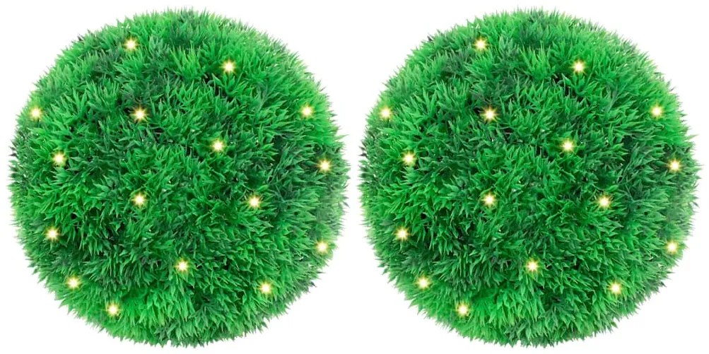 Umělé buxus koule s LED světly 2 ks zelené 22 cm 3335905