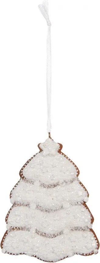 Závěsná dekorace zasněžený perníkový stromeček Frosted Ginger - 8*1*10 cm