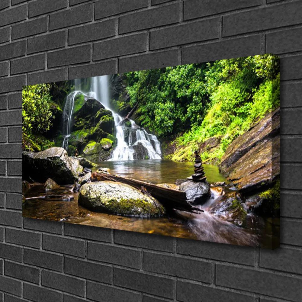 Obraz na plátně Vodopád Kameny Les Příroda 120x60 cm