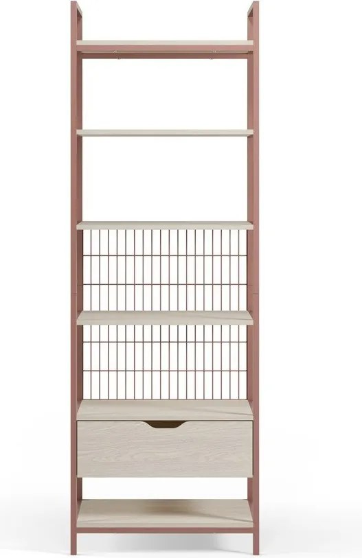 Ocelová knihovna v terakotové barvě 60x179,5x40 cm Amara – Marckeric