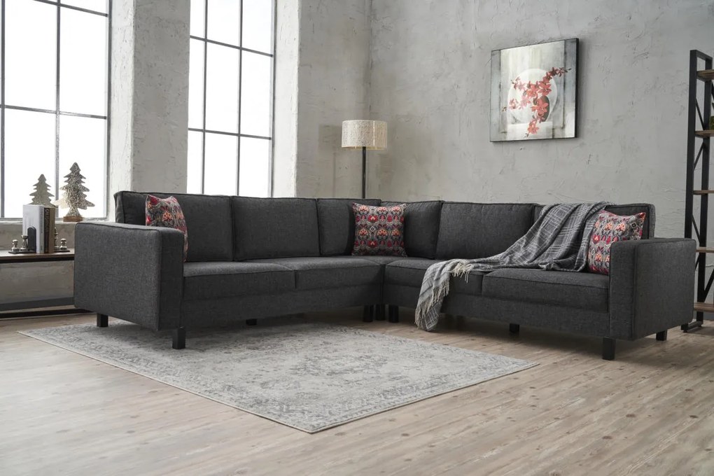Hanah Home Rohová pohovka KALE antracitová