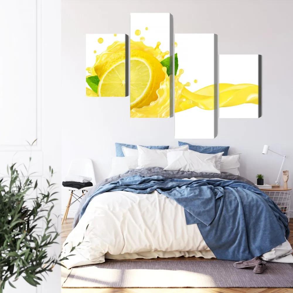 Vícedílný obraz Čerstvá Citronová Šťáva Nedostatek Nedostatek Přírodní plátno 120x75
