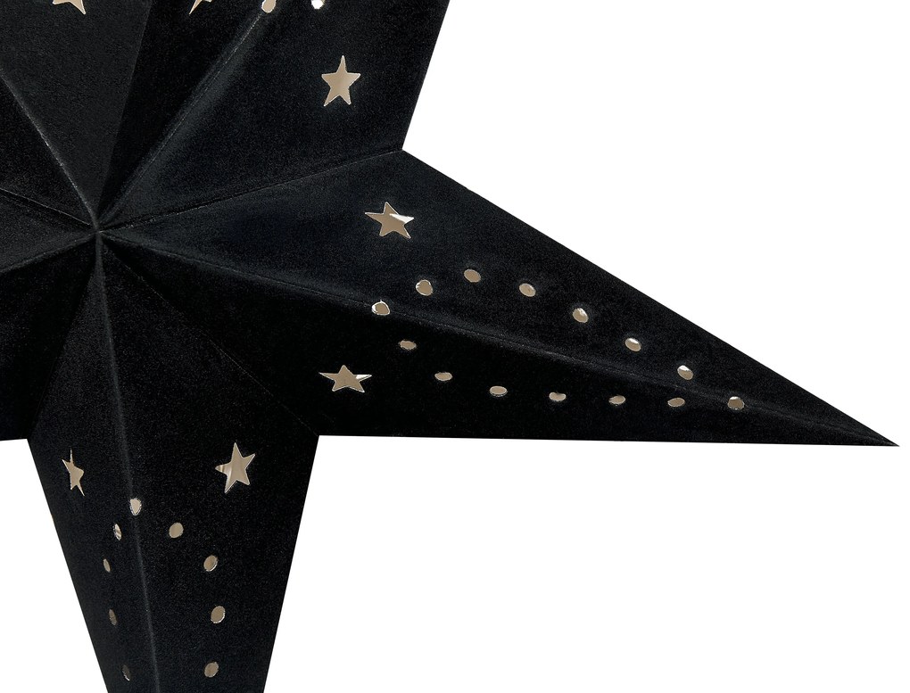 Sada 2 závěsných sametových hvězd s LED 60 cm černé MOTTI Beliani