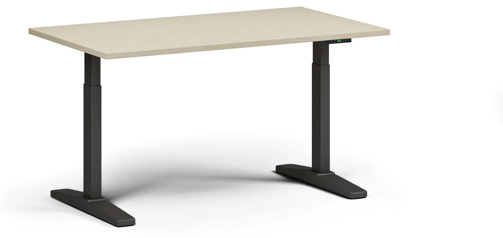 Výškově nastavitelný stůl, elektrický, 675-1325 mm, deska 1400x800 mm, černá podnož, grafit