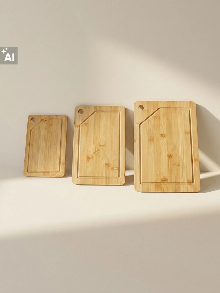 Sinsay - Bambusová prkénka na krájení 3 pack - béžová