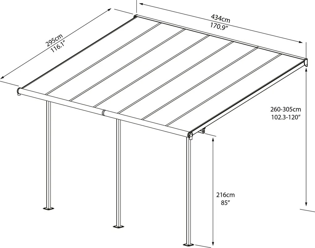 Palram - Canopia Sierra 4200 antracit 3 x 4,25 - hliníková (montovaná) pergola
