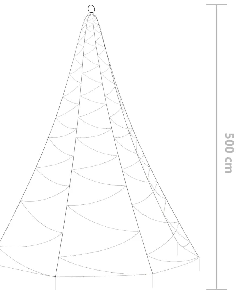 vidaXL Marketos Nástěnný stromek s kovovým hákem 720 LED diod modrý 5 m